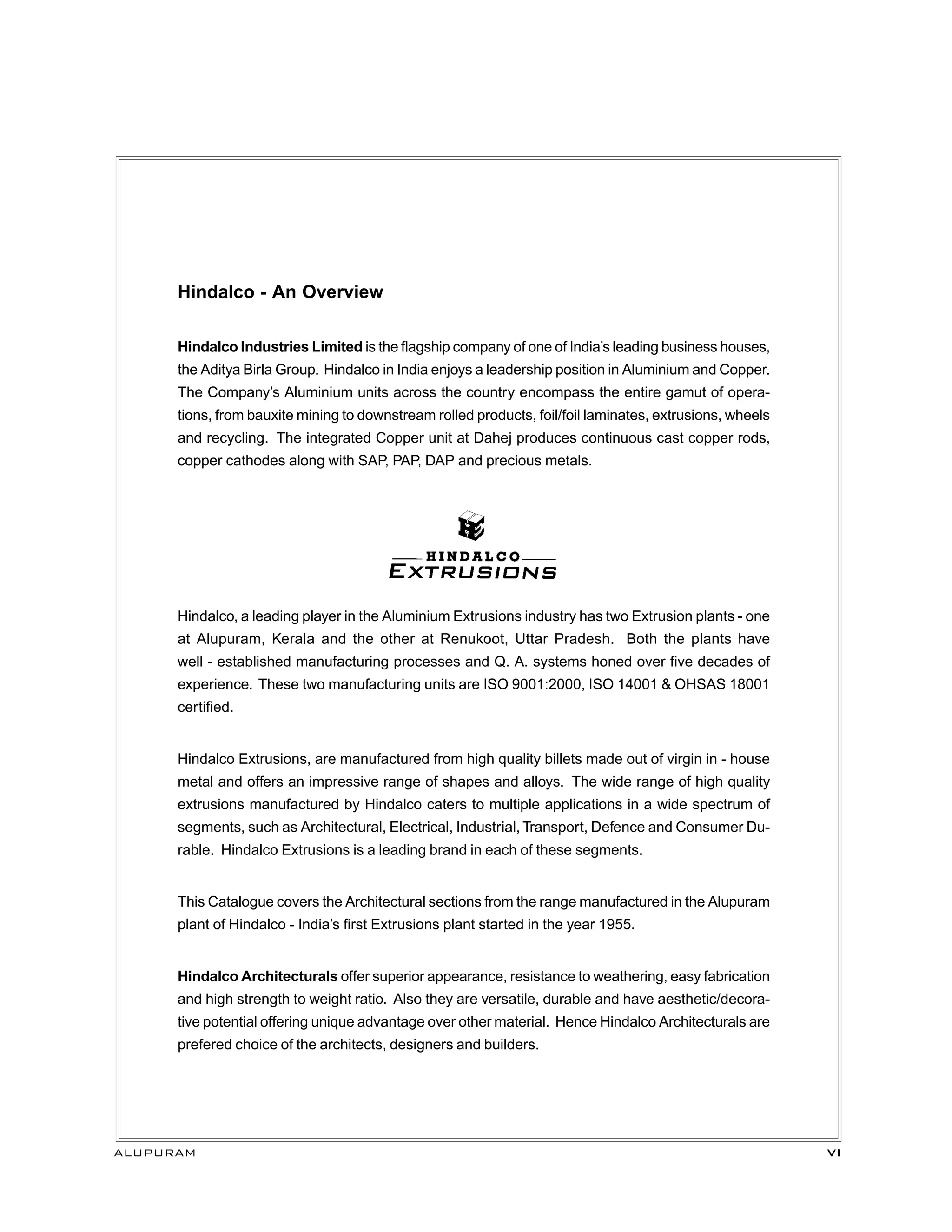 Architectural aluminium extrutions hindalco | PDF