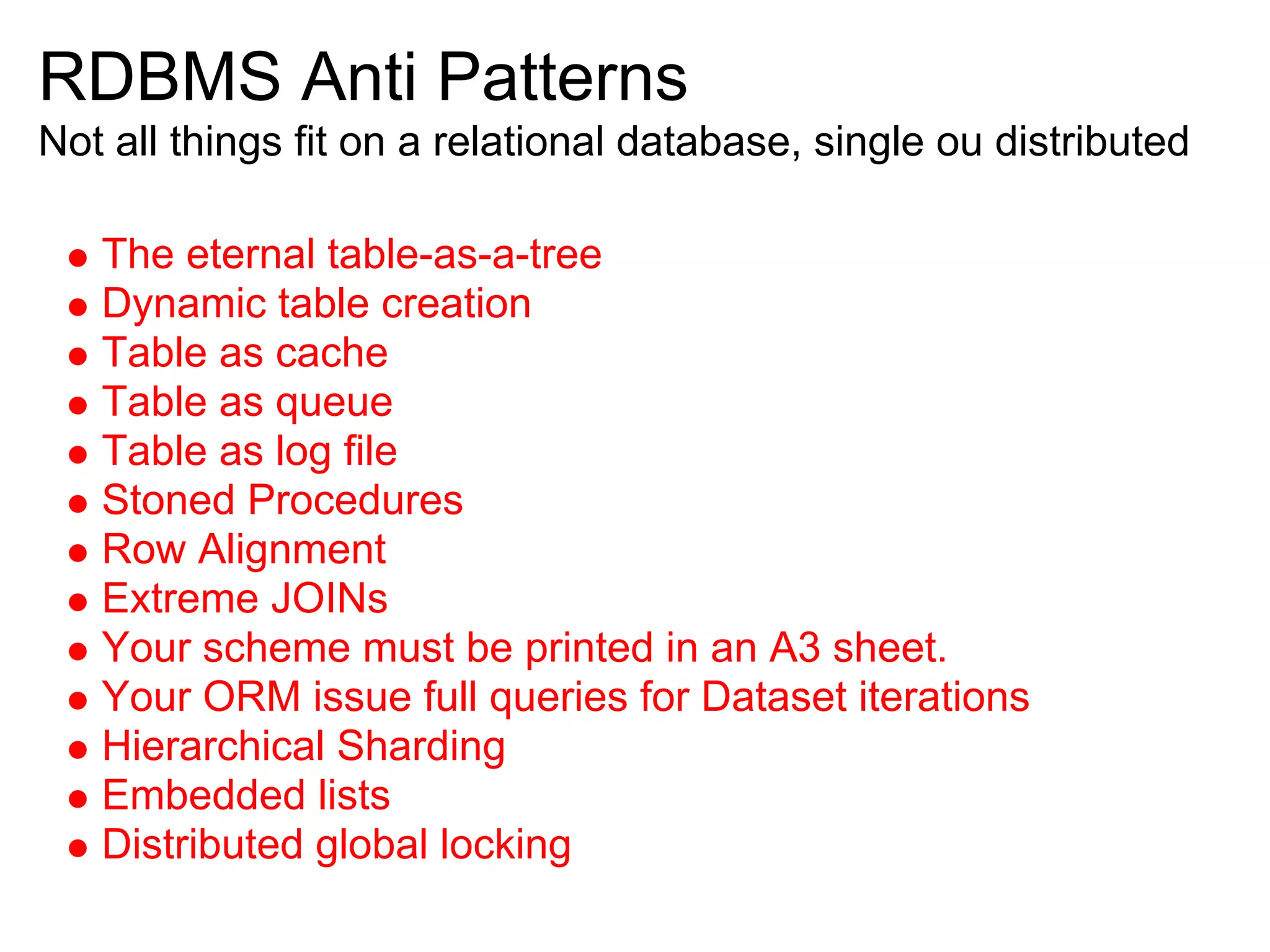 Architectural anti-patterns for data handling | PDF | Databases ...