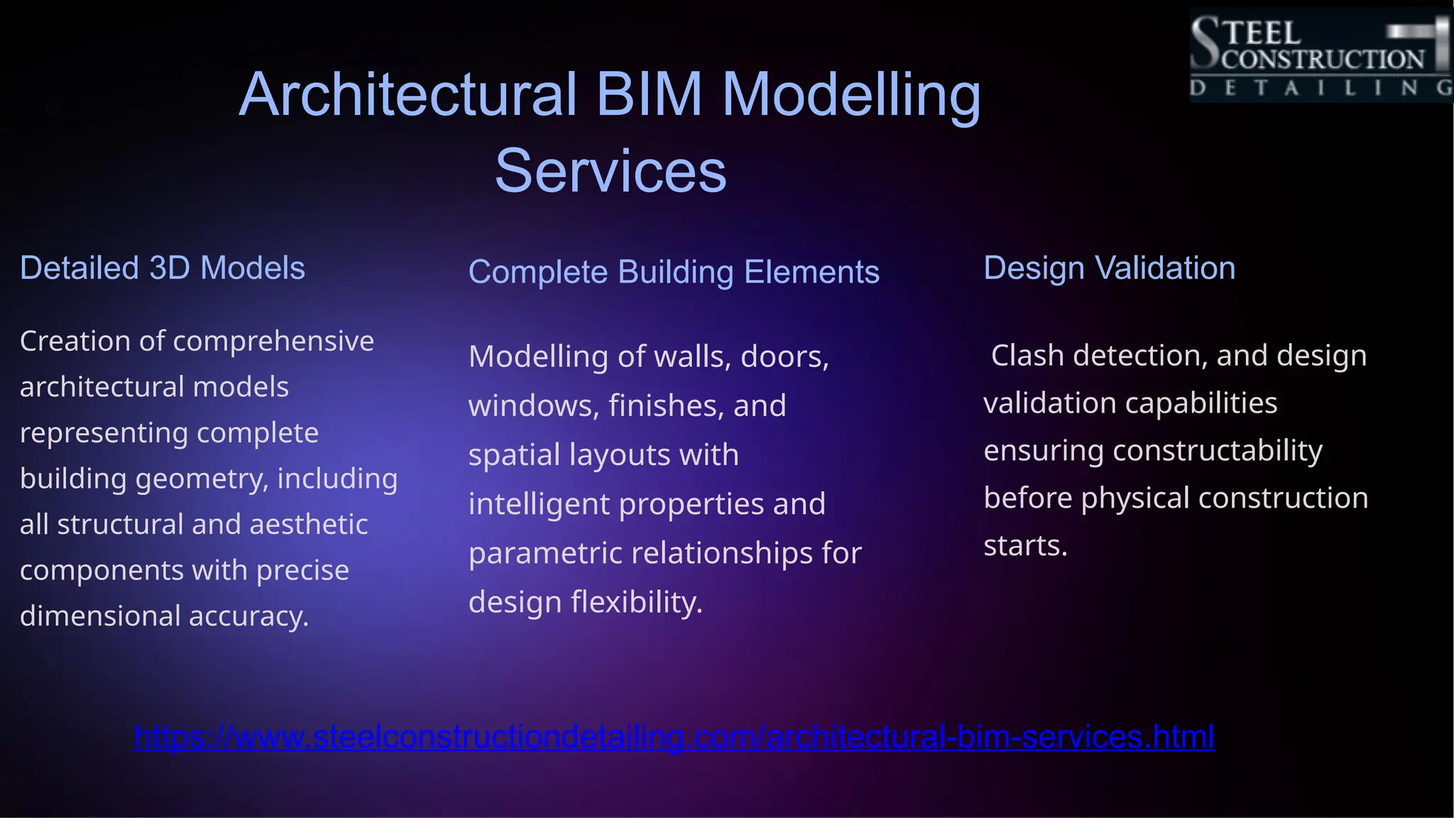 Architectural BIM Services offered by Steel Construction Detailing. | PPTX