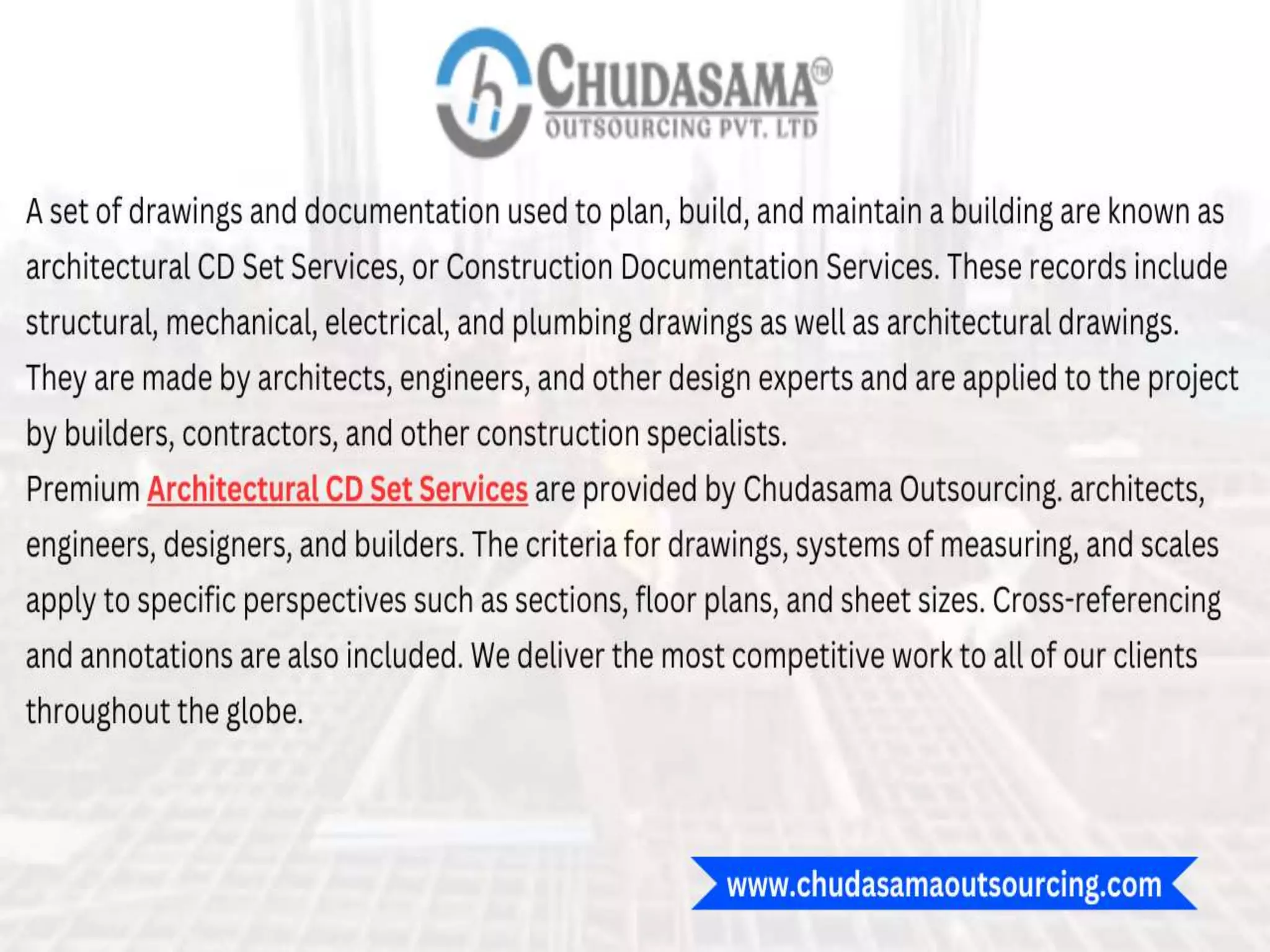 Premium quality Architectural CD Set Services | Chudasama Outsourcing | PPT