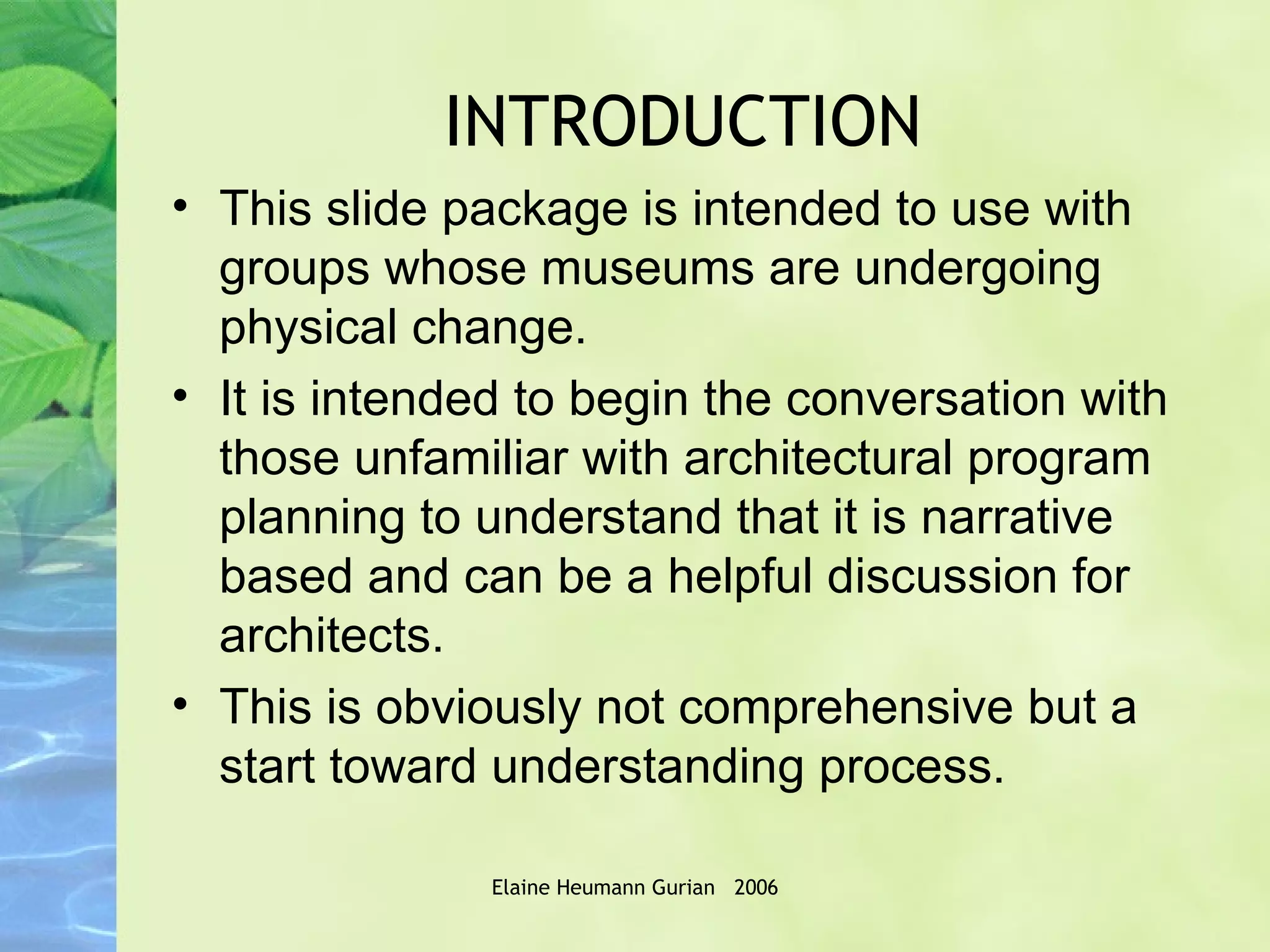 Museum Architectural Considerations | PPT