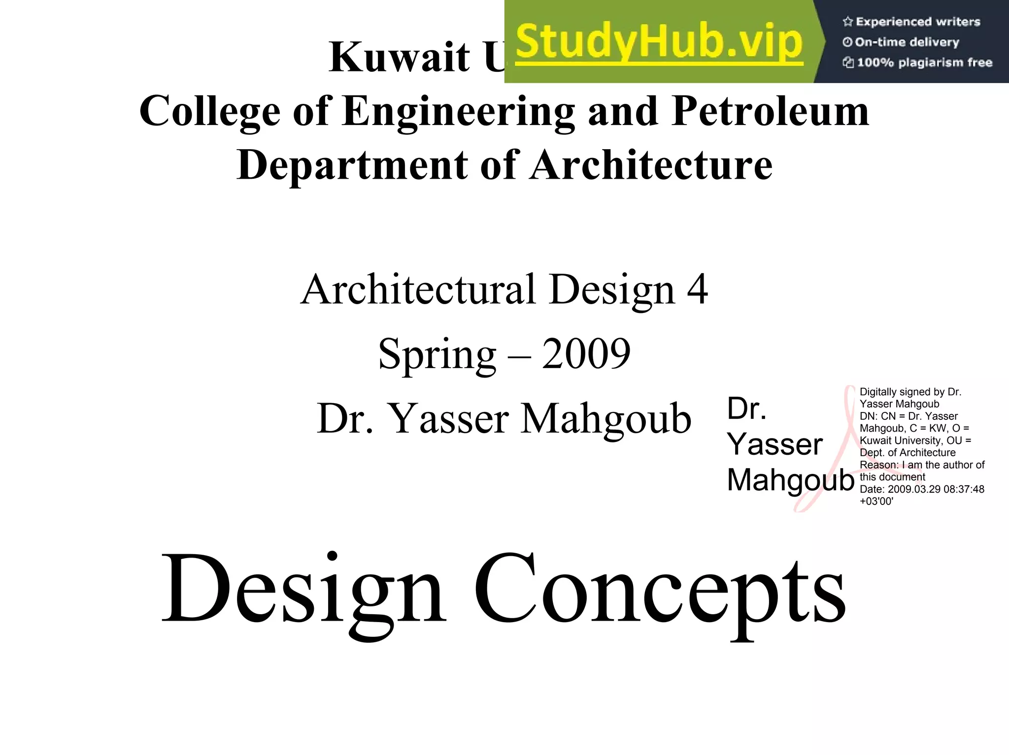 Architectural Design Concepts - | PDF