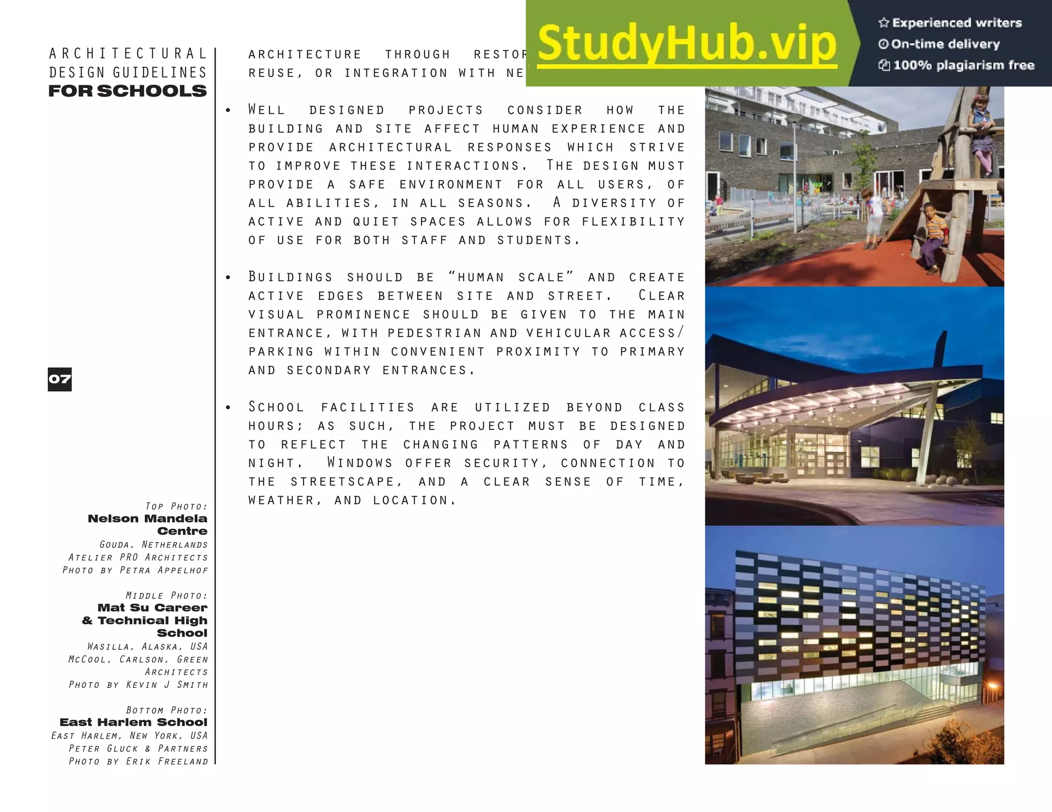 ARCHITECTURAL DESIGN GUIDELINES FOR SCHOOLS TECHNICAL SERVICES BRANCH ...