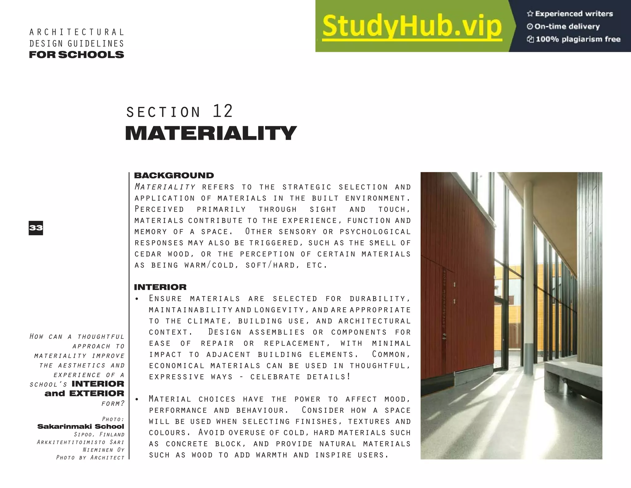 ARCHITECTURAL DESIGN GUIDELINES FOR SCHOOLS TECHNICAL SERVICES BRANCH Facility Planning ...