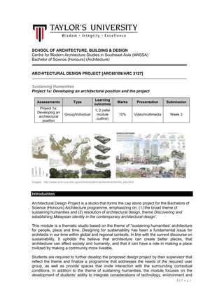 Architectural design project project 1a brief august 2016 | PDF | Civil ...