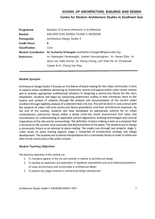 SEM 5 : DESIGN STUDIO V MODULE OUTLINE | PDF