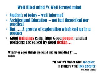 Architectural education starting from zero | PPS