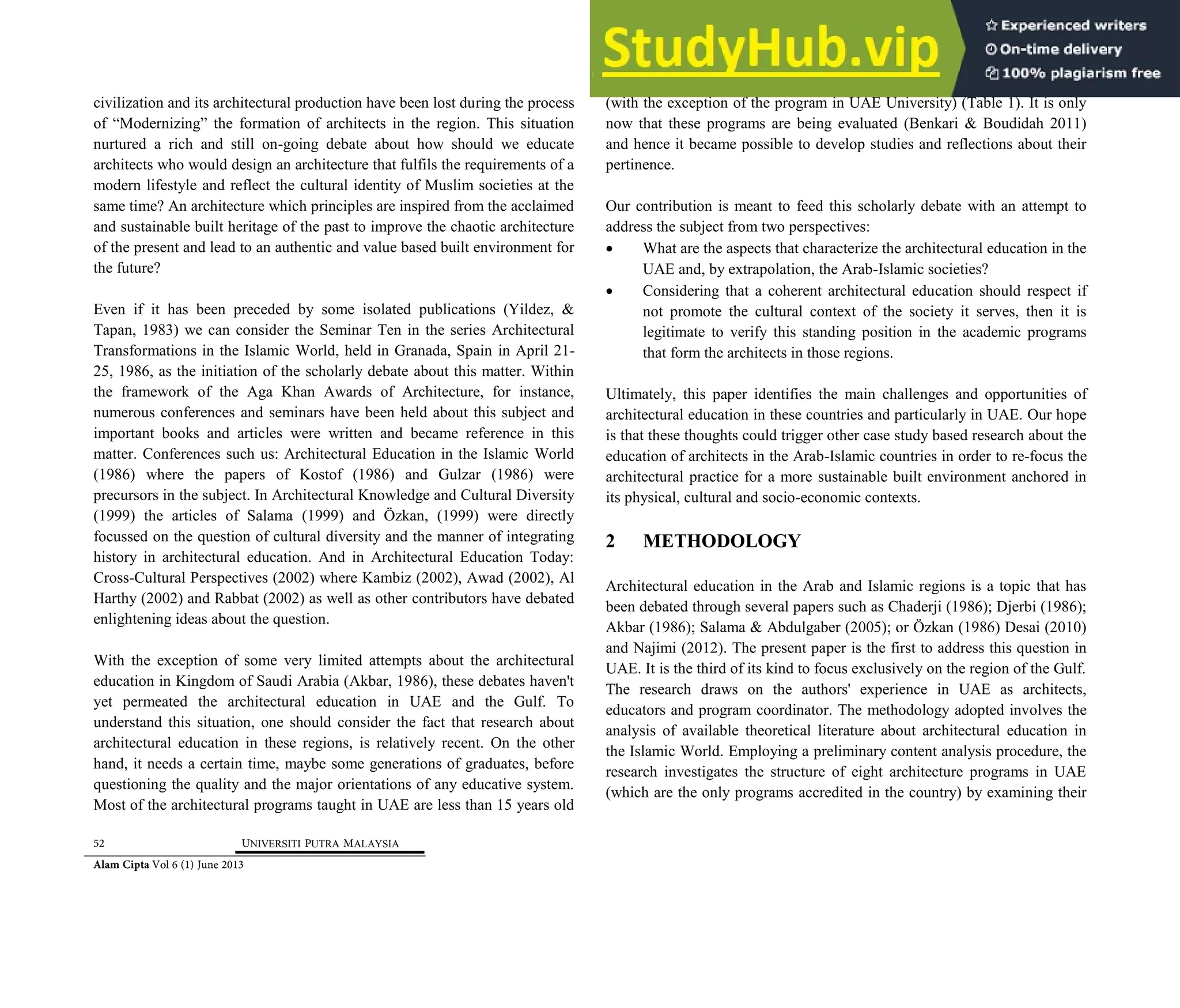 Architectural Education And Local Culture In The UAE Challenges And Opportunities | PDF