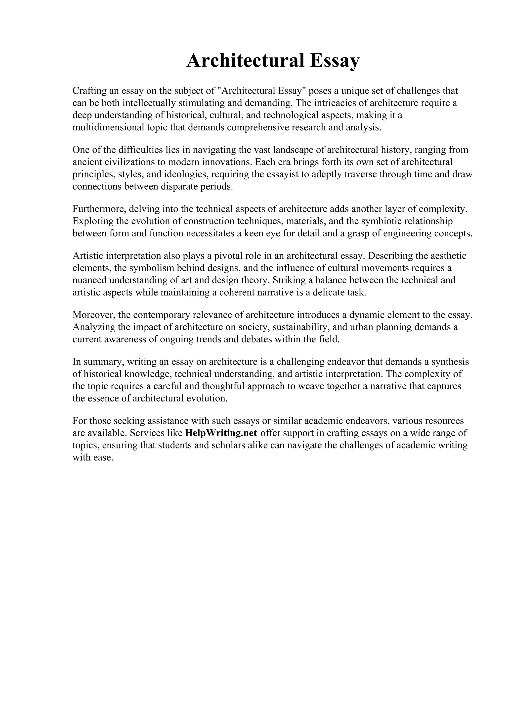 Architectural Essay | PDF