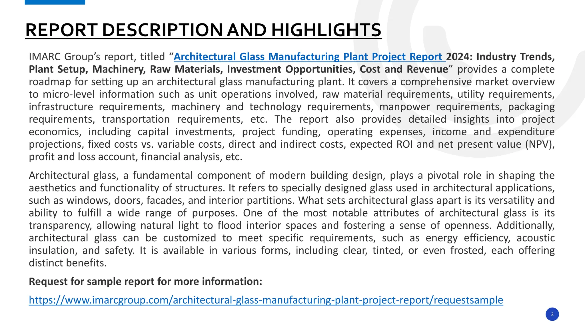 Architectural Glass Manufacturing Project Report 2024 Edition | PPTX
