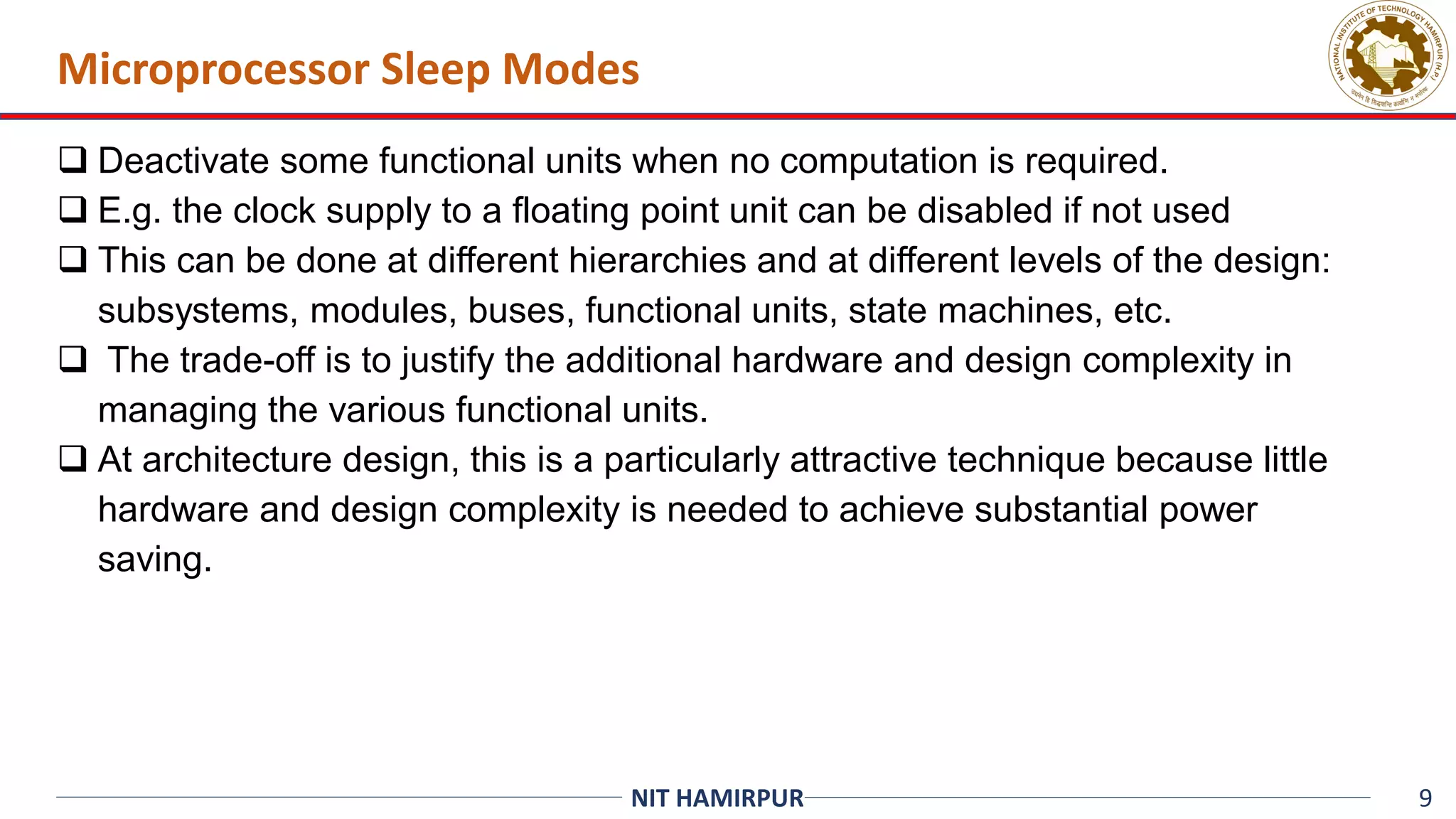 Architectural Level Techniques | PDF