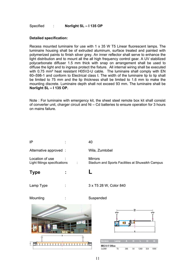 Architectural light fittings specifications | PDF