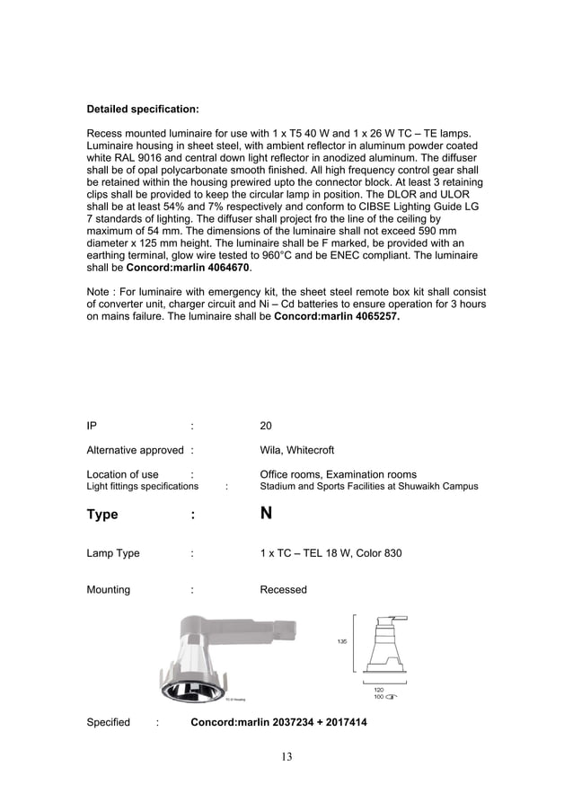 Architectural light fittings specifications | PDF