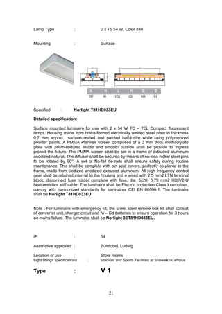 Architectural light fittings specifications | DOC