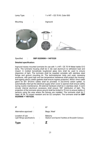 Architectural light fittings specifications | DOC