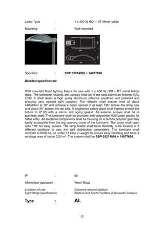 Architectural light fittings specifications | DOC