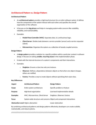 software architecture and design _Architectural Pattern vs design ...