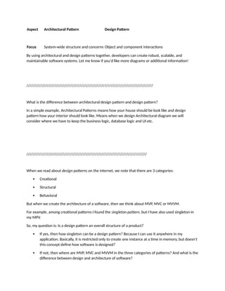 software architecture and design _Architectural Pattern vs design ...