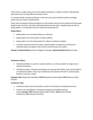 software architecture and design _Architectural Pattern vs design ...