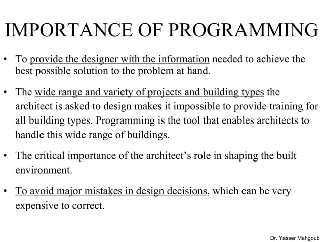 Architectural Professional Practice - Programming الممارسة المهنية ...