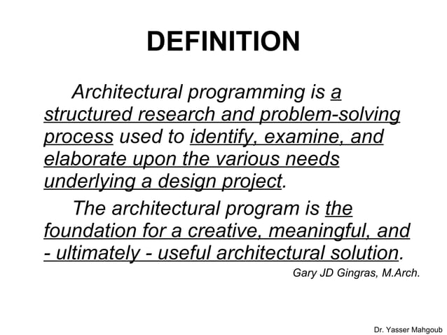 Architectural Professional Practice - Programming الممارسة المهنية ...