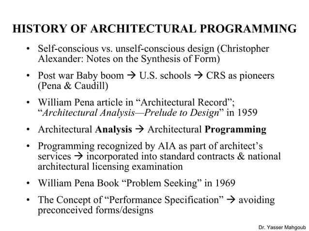 Architectural Professional Practice - Programming الممارسة المهنية ...