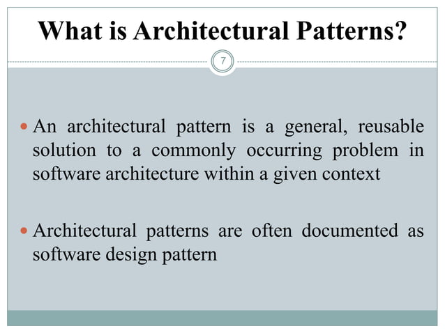 Architectural styles and patterns