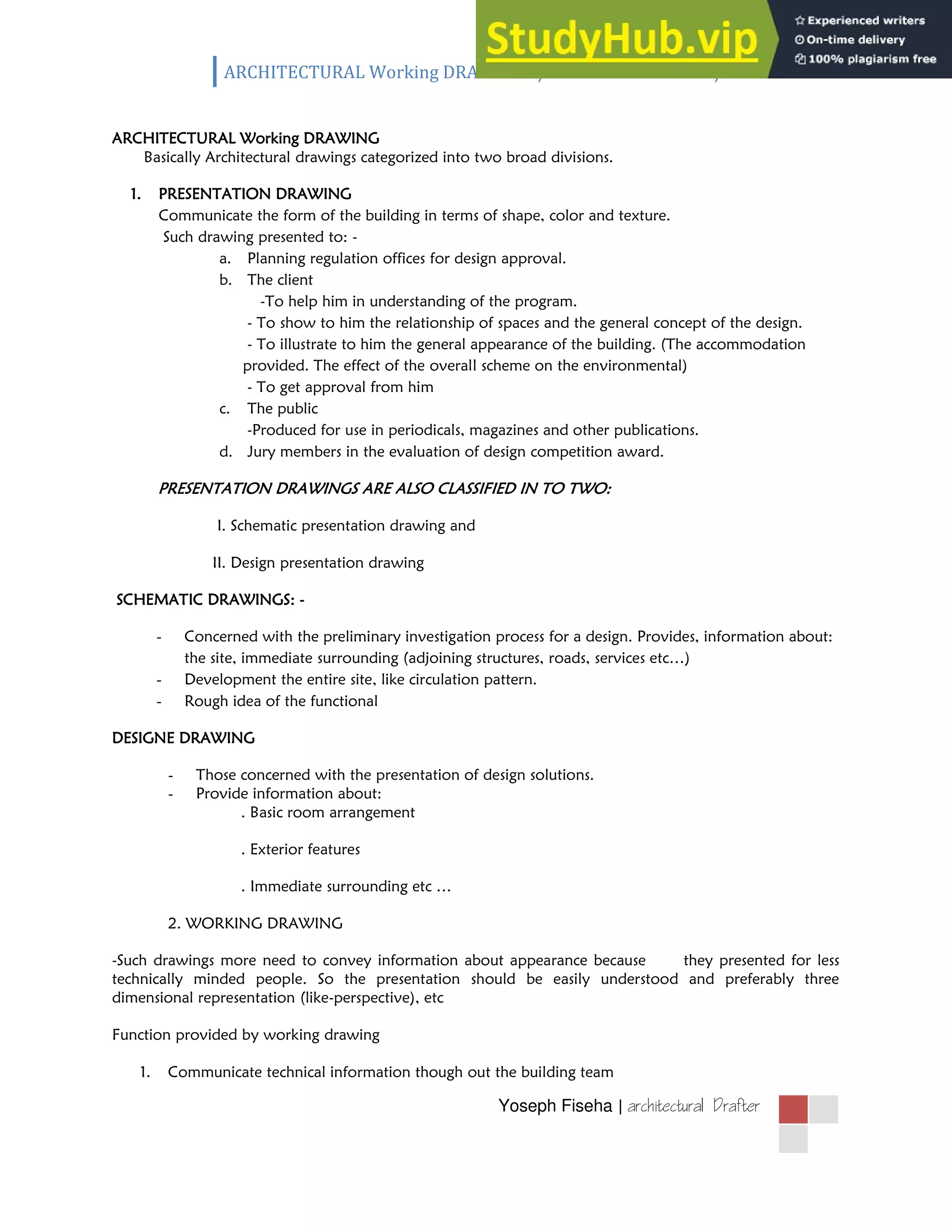 ARCHITECTURAL Working DRAWING Information Handout | PDF