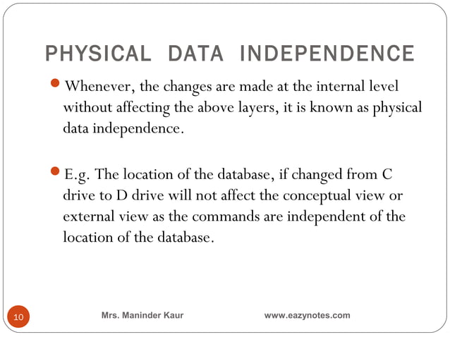 Architecture of-dbms-and-data-independence | PPT