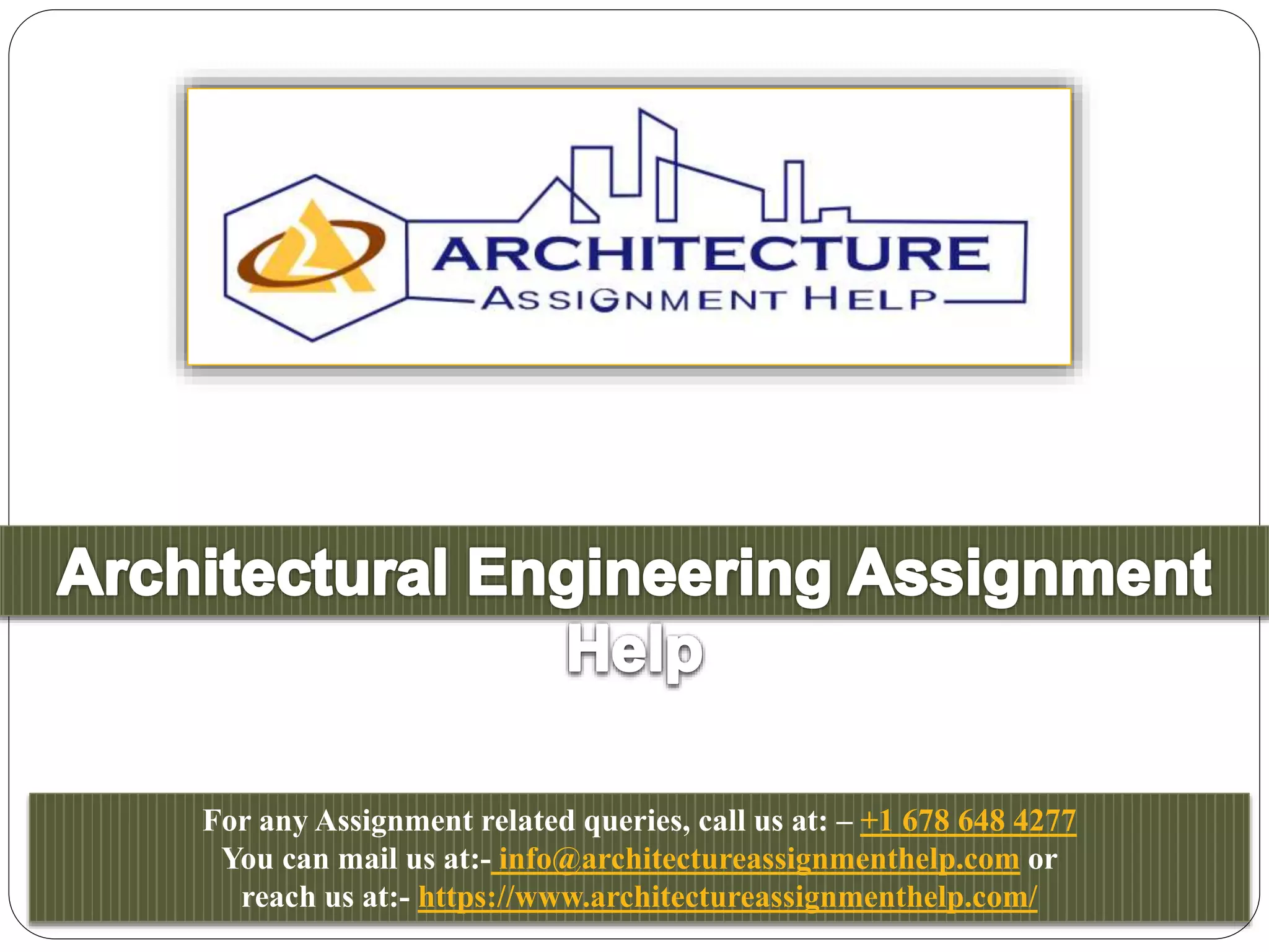 Architectural Engineering Assignment Help | PPT