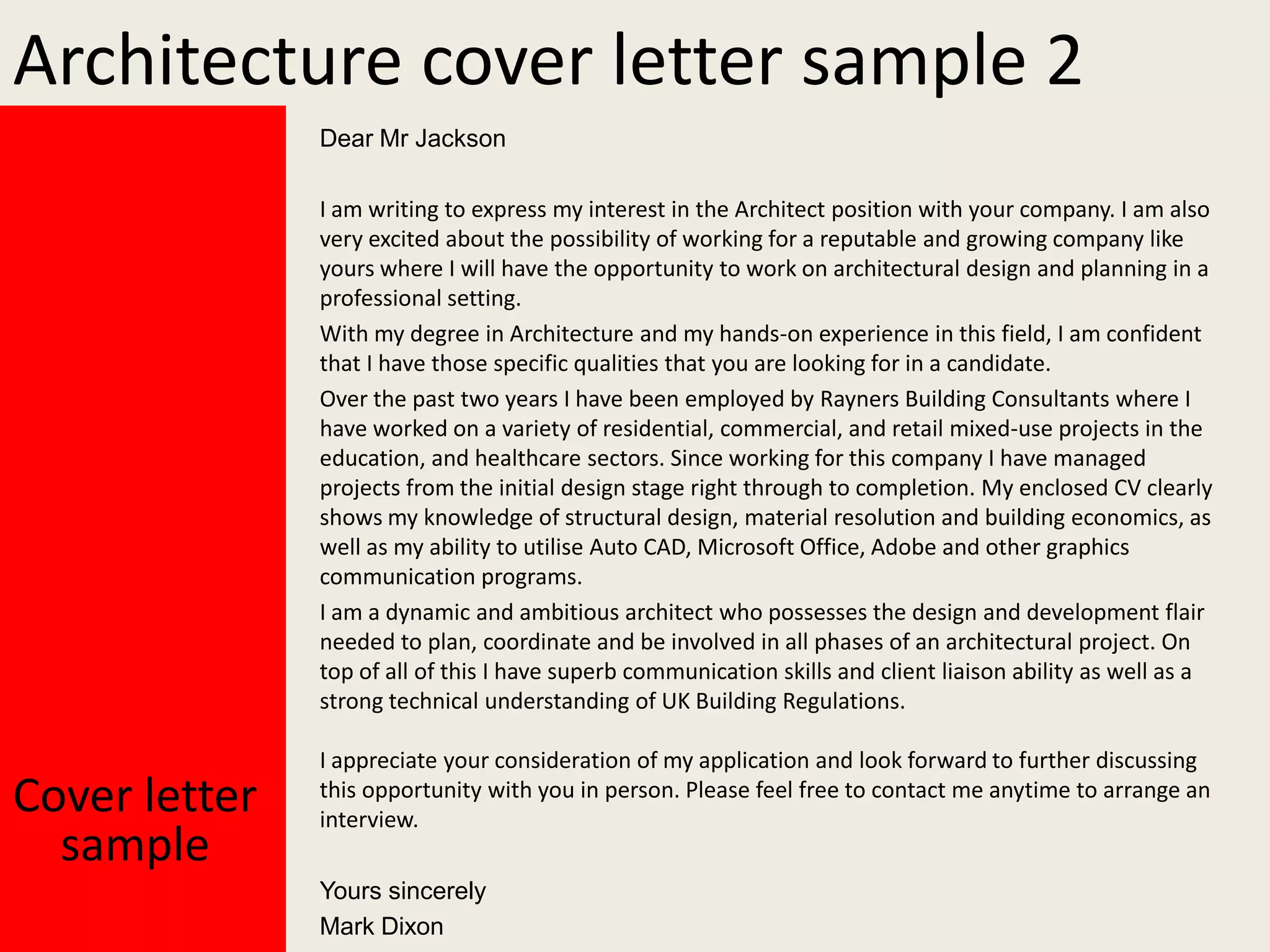 Architecture cover letter | PPTX