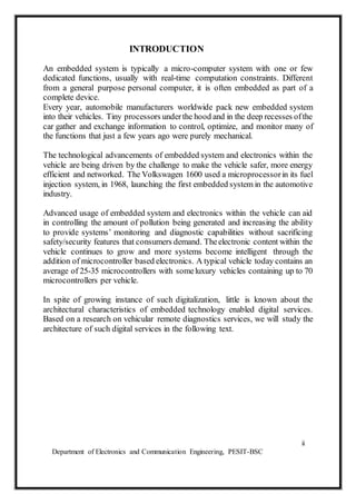 Architecture & data acquisition by embedded systems in automobiles seminar report | DOCX ...