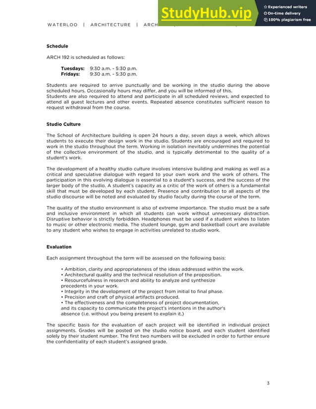 Architecture Design Studio - First Year Course Outline | PDF