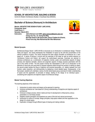Architecture design studio 1 (arc 60105) module outline (march 2014) | PDF