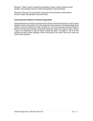 Architecture design studio 1 (arc 60105) module outline (march 2014) | PDF
