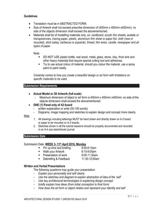 Architecture design studio 1 project 1 brief march 2016 | PDF