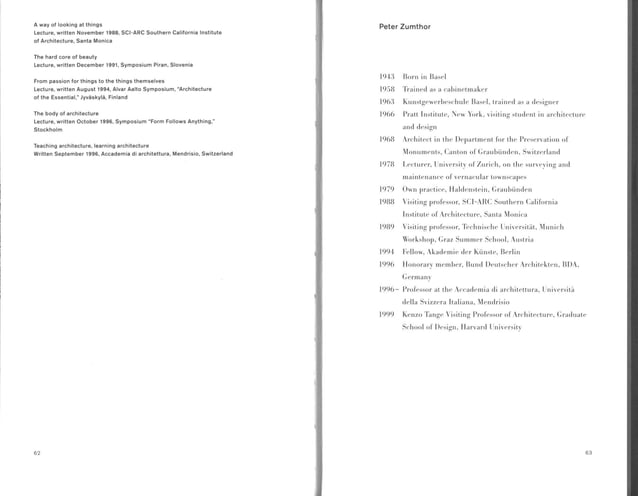[Architecture ebook] peter zumthor thinking architecture161 | PPT