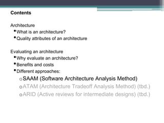 Architecture evaluation | PPT