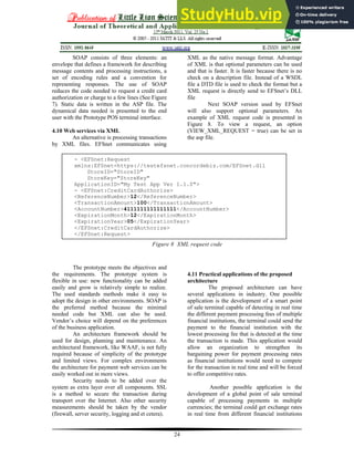 ARCHITECTURE FOR INTEGRATION OF POINT OF SALE TERMINALS WITH FINANCIAL INSTITUTIONS THROUGH WEB ...