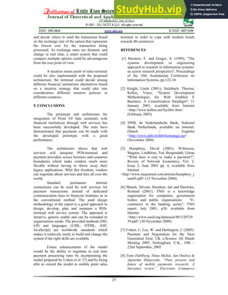 ARCHITECTURE FOR INTEGRATION OF POINT OF SALE TERMINALS WITH FINANCIAL ...