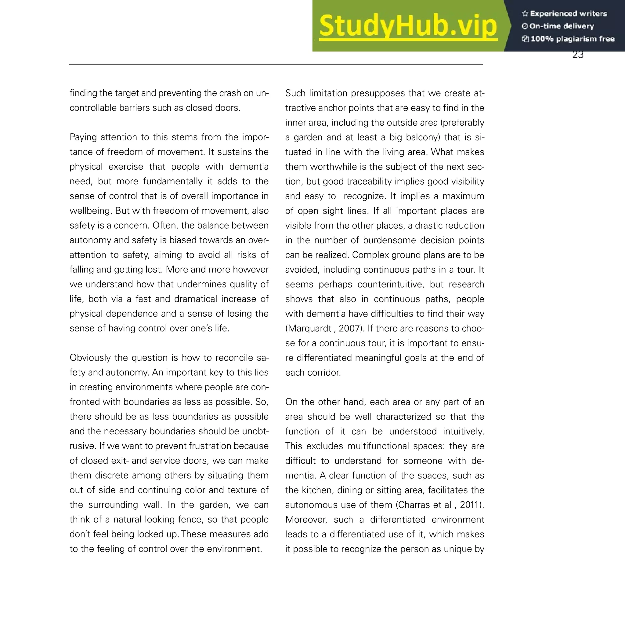 Architecture for People Withe Dementia. Planning Principles, Practices ...