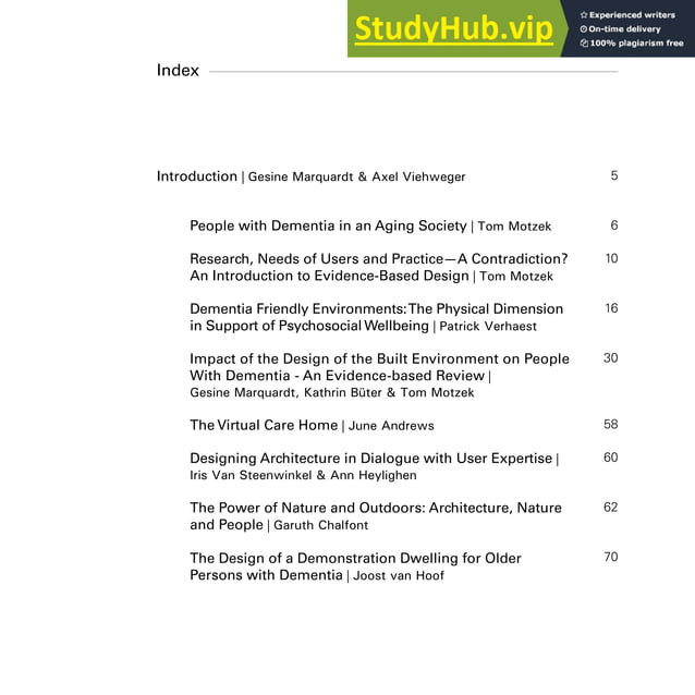 Architecture for People Withe Dementia. Planning Principles, Practices ...