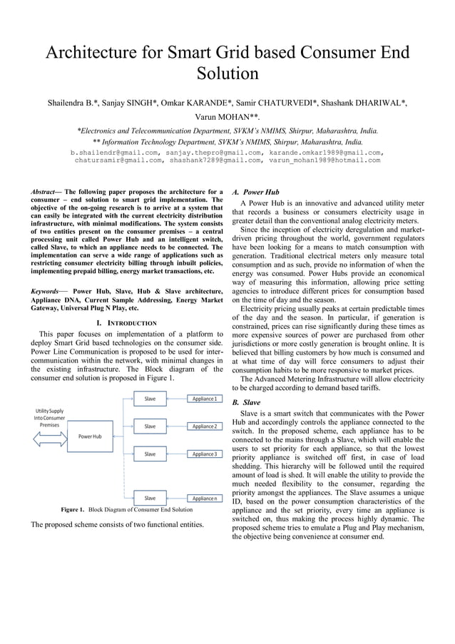 Architecture for Smart Grid based Consumer End Solution | PDF | Internet of Things | Internet
