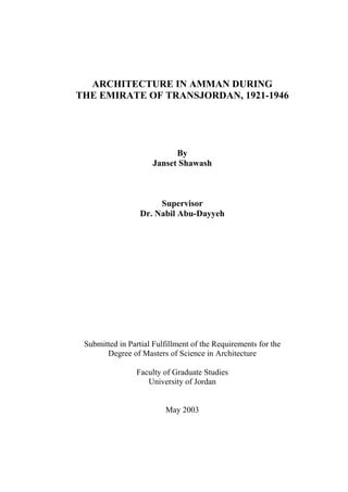 Architecture in Amman During the Emirate | PDF