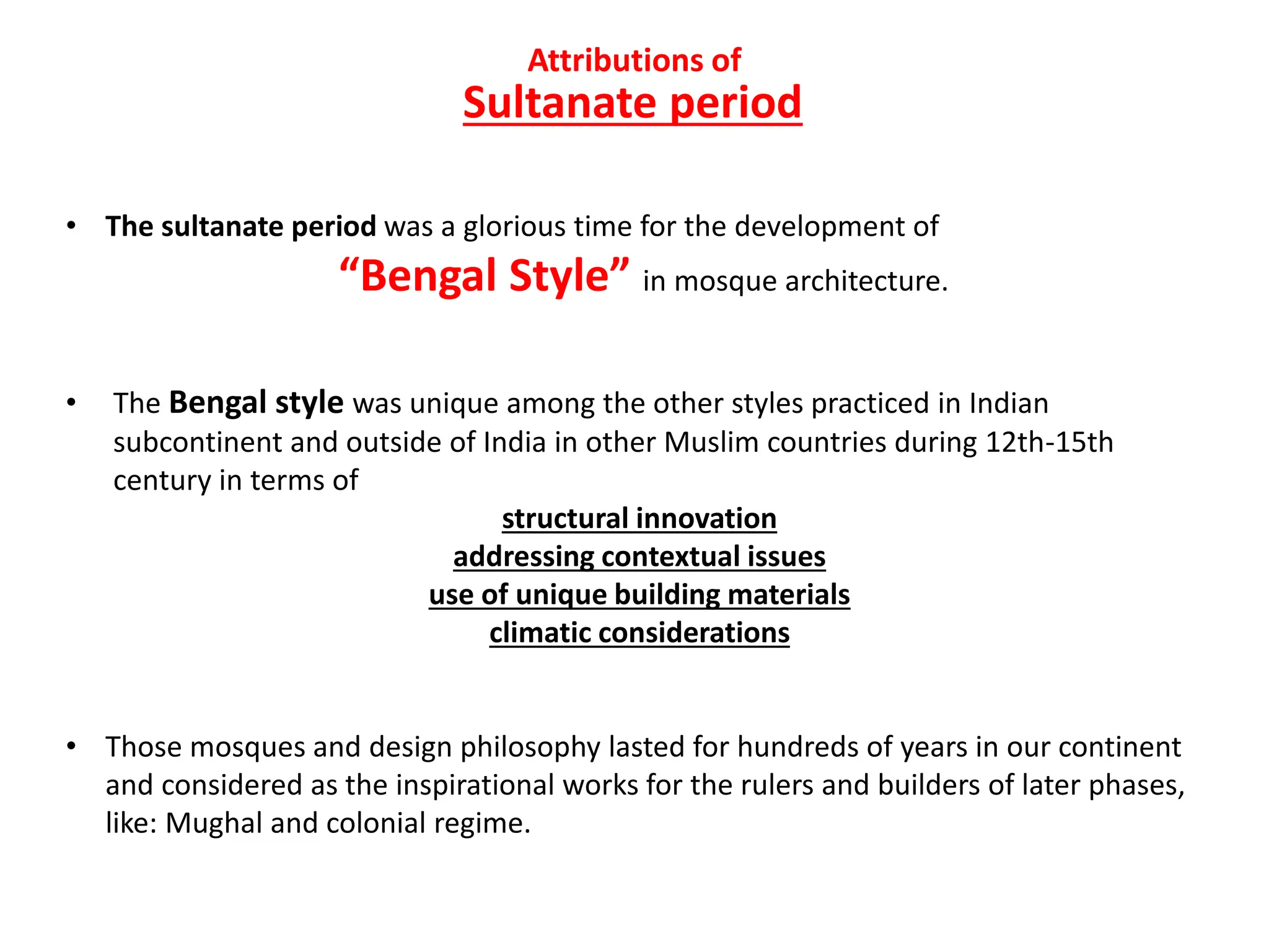 Architecture of Bengal Mughal and Sultanate Period | PPTX
