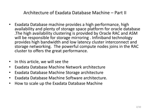 Architecture Of Exadata Database Machine Part Ii Pdf Databases