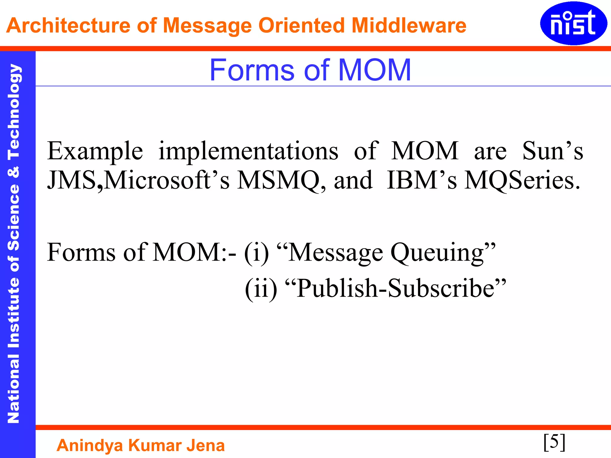 Architecture Of Message Oriented Middleware Ppt