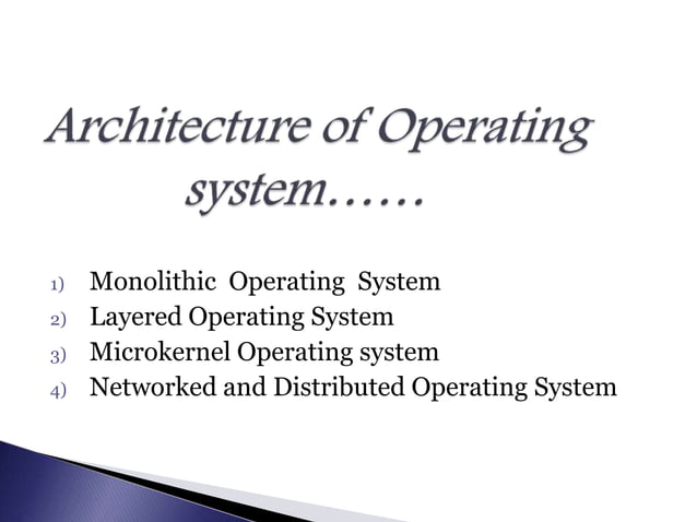 Architecture of operating system | PPTX | Operating Systems | Computer ...