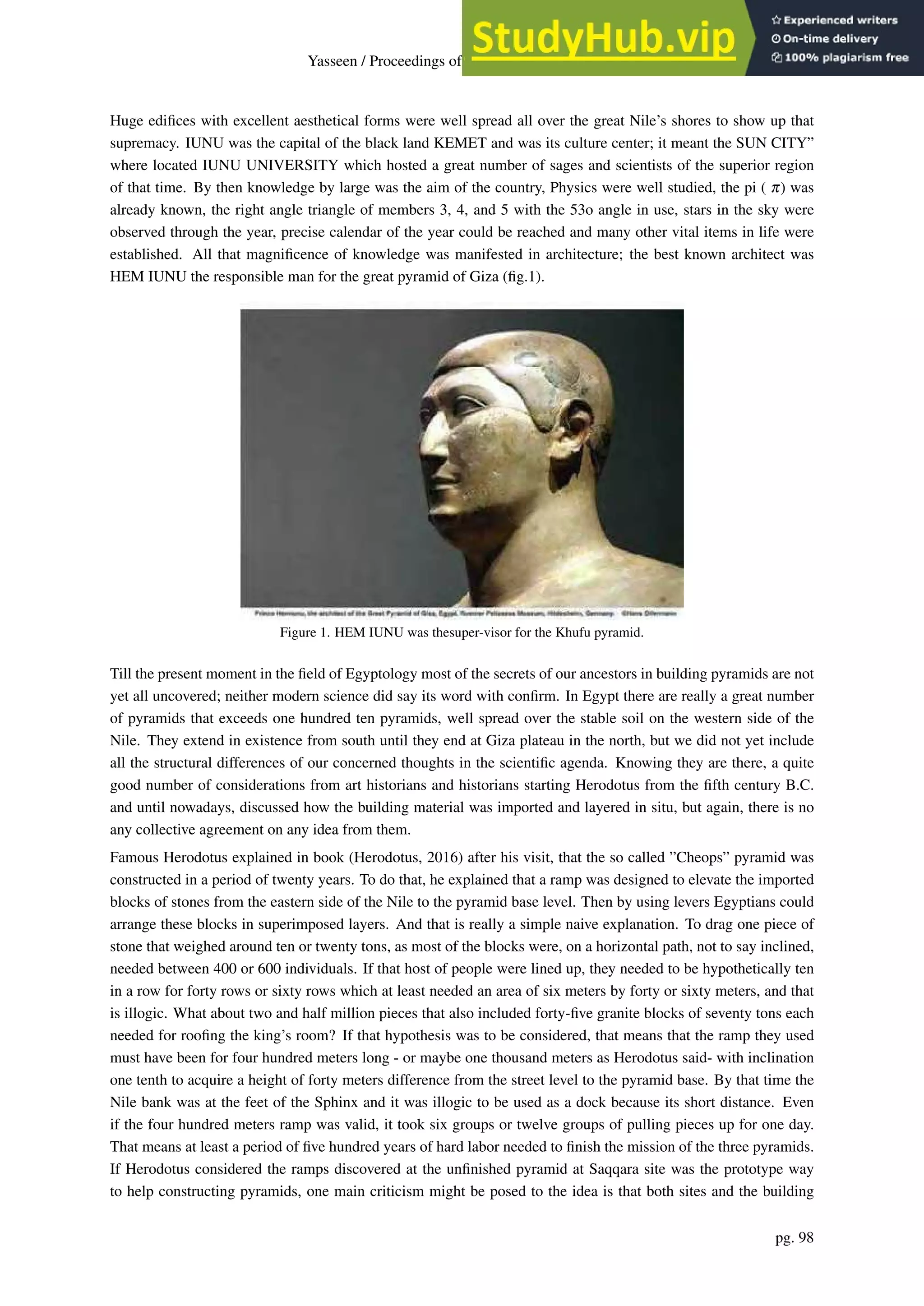 Architecture Of The Great Pyramid Of Giza Concept And Construction | PDF