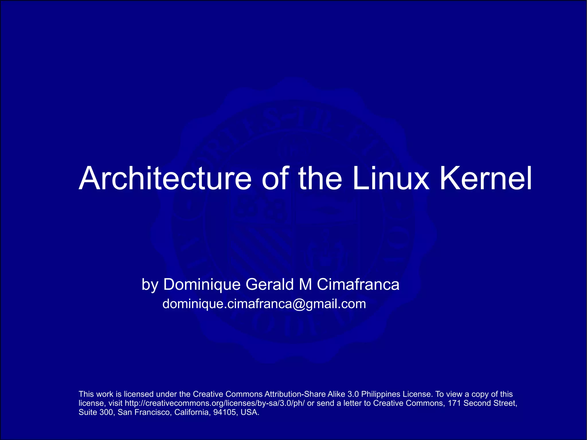 Architecture Of The Linux Kernel | PDF